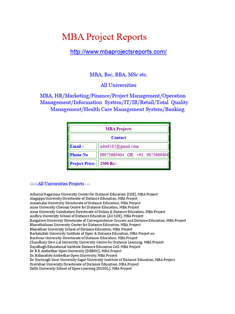 MBA Project HR DOWNLOAD FREE | PDF