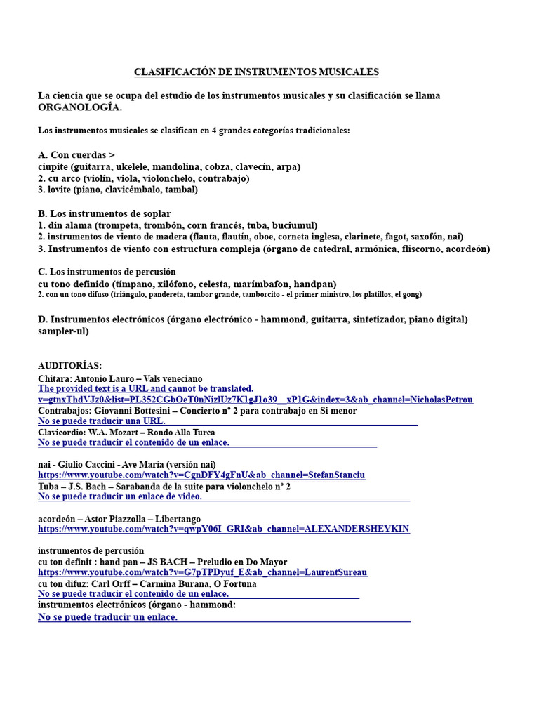 Clasificación de Instrumentos Musicales | PDF
