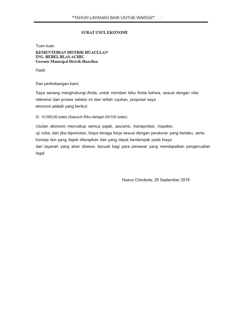 Surat Proposal Ekonomi | PDF