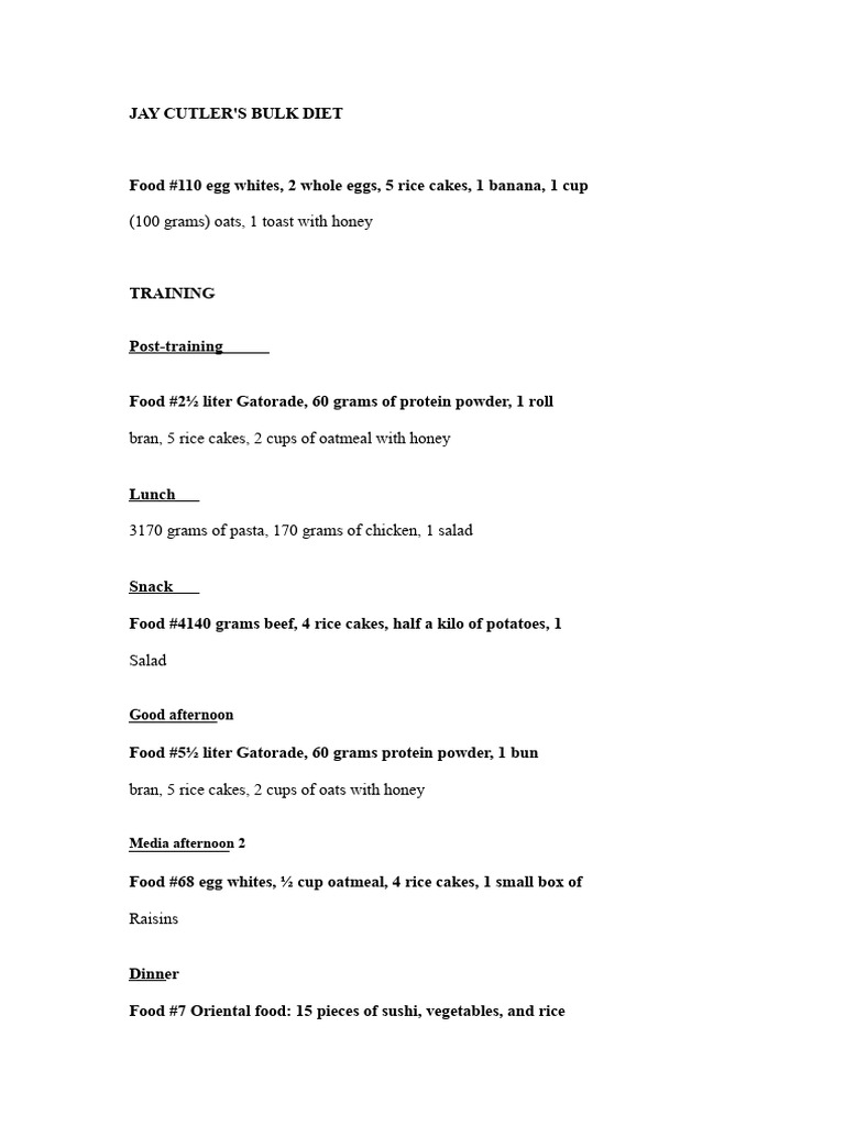 Jay Cutler's Bulking Diet | PDF