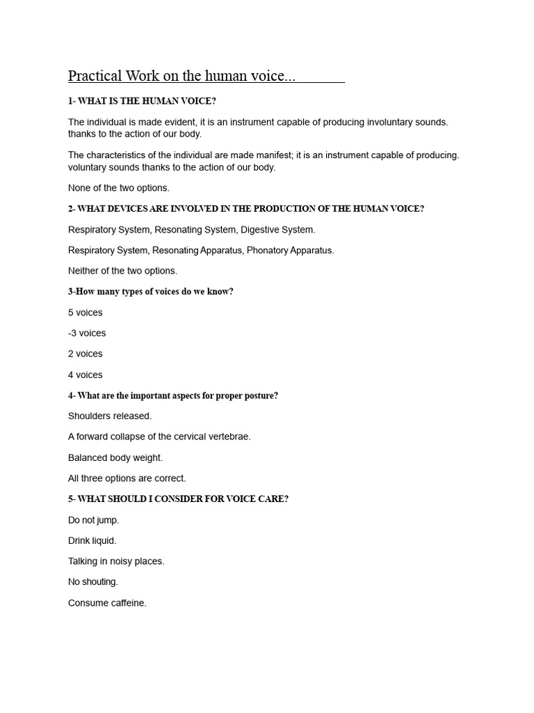 Practical Work The Voice | PDF
