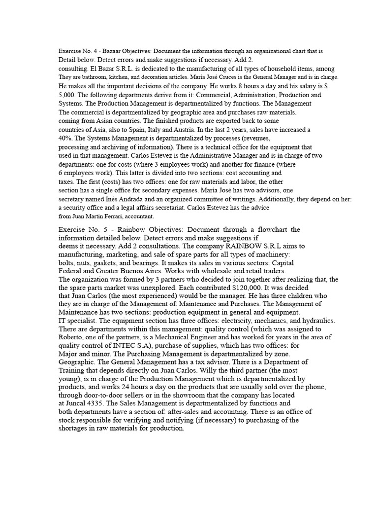 Organizational Chart Exercises | PDF | Sales | Business Economics