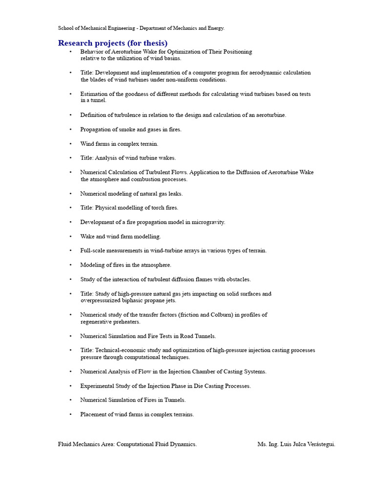 Fluid Mechanics Research Projects DFC | PDF | Fluid Dynamics | Fires