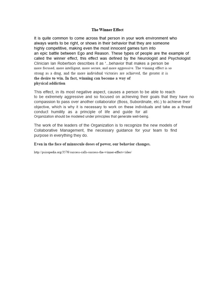 The Winner Effect | PDF