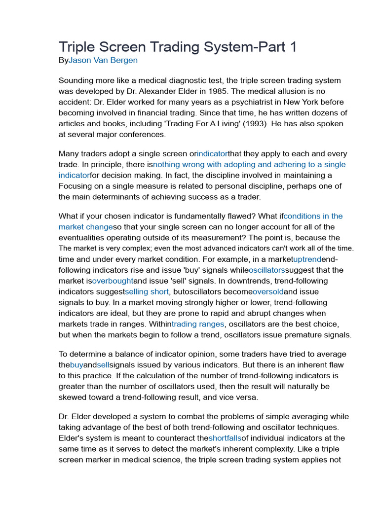 Understanding the Triple Screen System | PDF | Market Trend | Financial ...