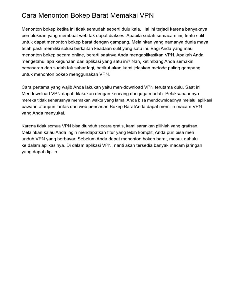 Cara Menonton Bokep Barat Menggunakan VPN | PDF