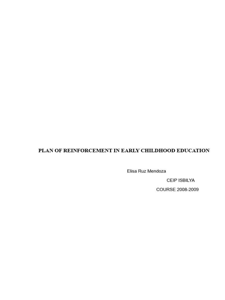 Reinforcement Plan in Early Childhood Education | PDF | Reinforcement ...