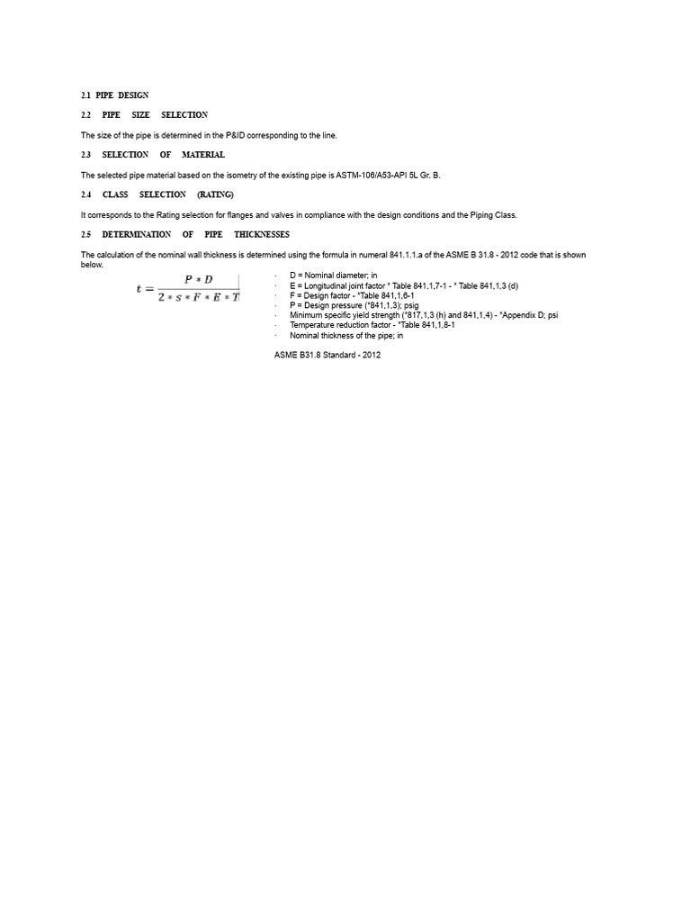 Pipe Design and Thickness Calculation Guide | PDF | Pipe (Fluid ...