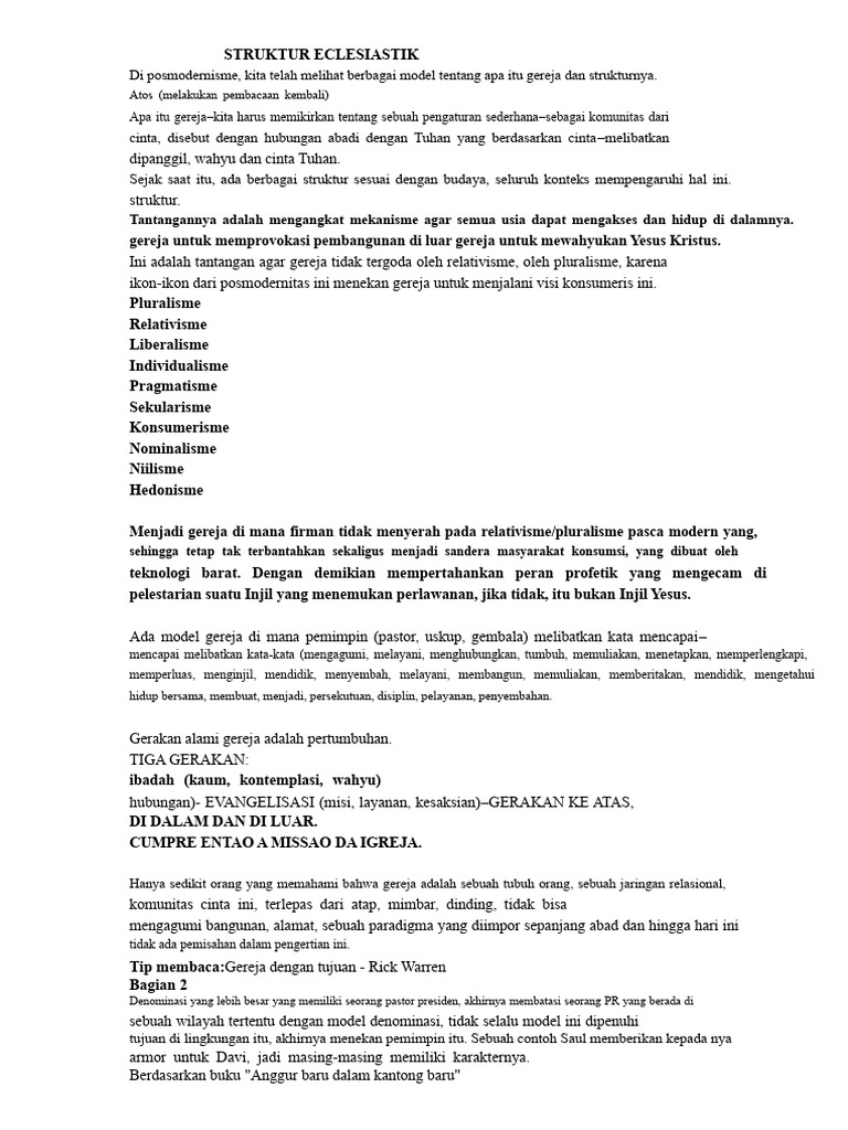 Ringkasan STRUKTUR GEREJA | PDF