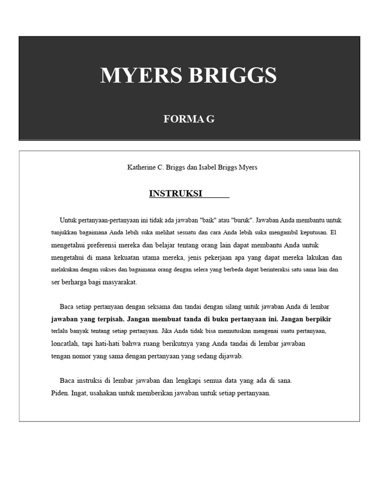 Manual Myers Briggs | PDF