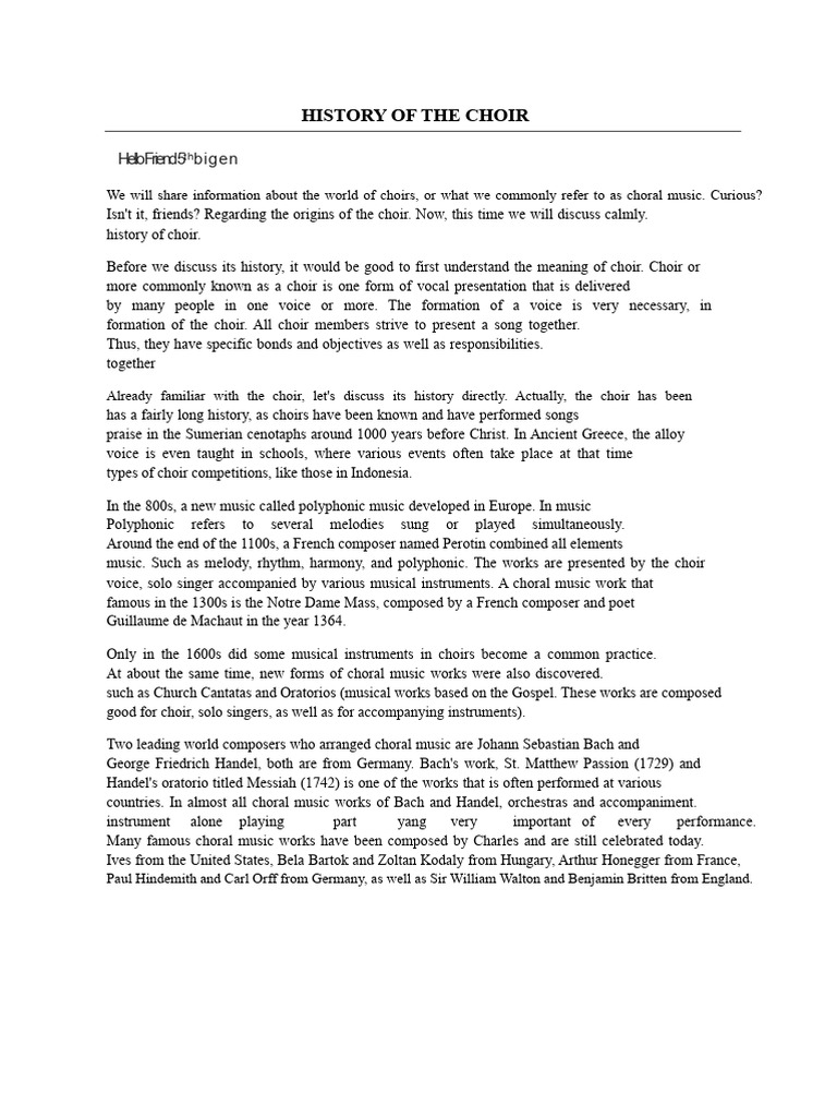 History of Choirs and Their Evolution | PDF | Choir | Johann Sebastian Bach