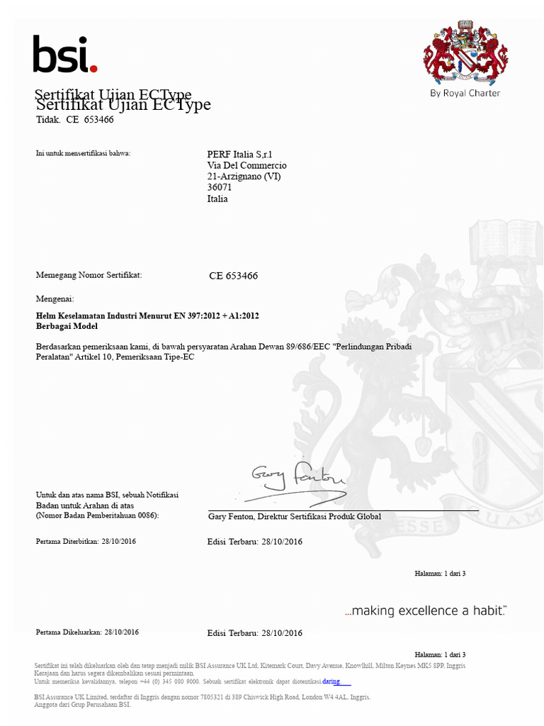 Sertifikat Helm Alarkan-Perf PDF | PDF
