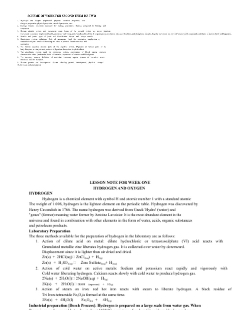 JSS Two Second Term Science Scheme | PDF | Human Digestive System ...