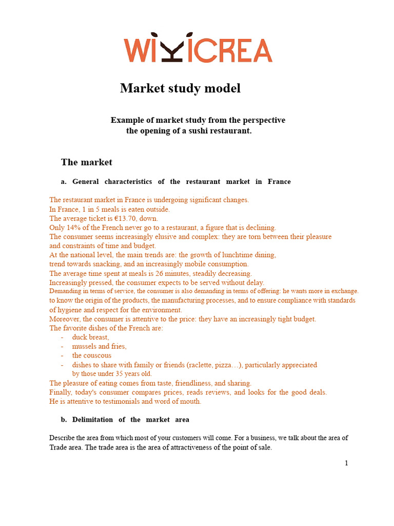 Market Study Example Template Word | PDF | Restaurants | Fast Food