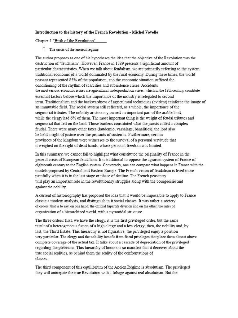 Introduction To The History of The French Revolution - Michel Vovelle ...