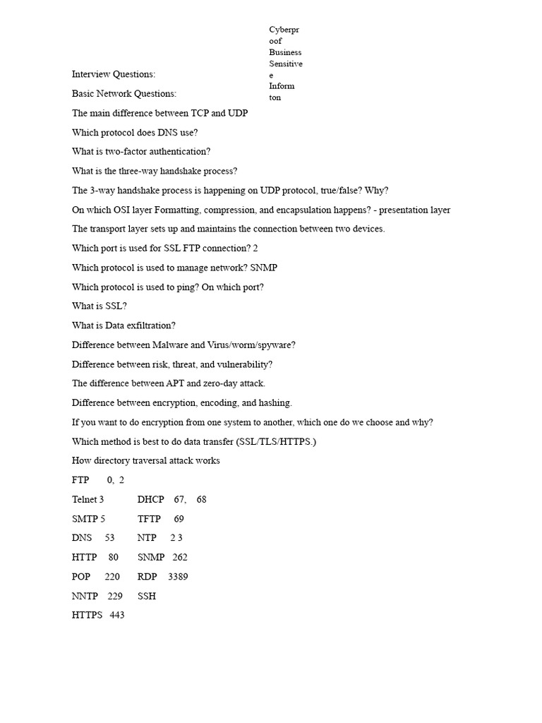 Interview Questions 2023 | PDF | Denial Of Service Attack | Transport ...