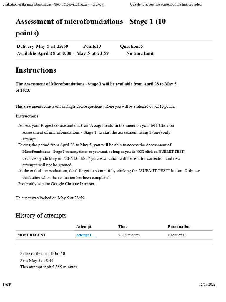 Evaluation of Microfoundations - Step 1 (10 Points) Axis 4 ...