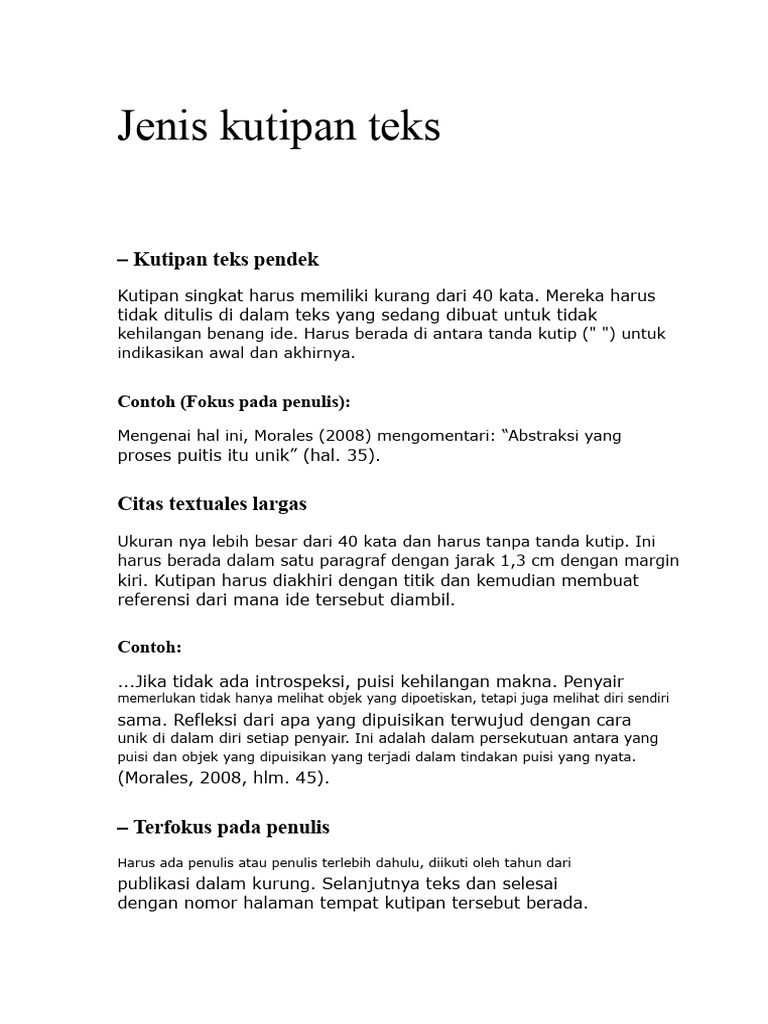 Jenis Kutipan Teks | PDF