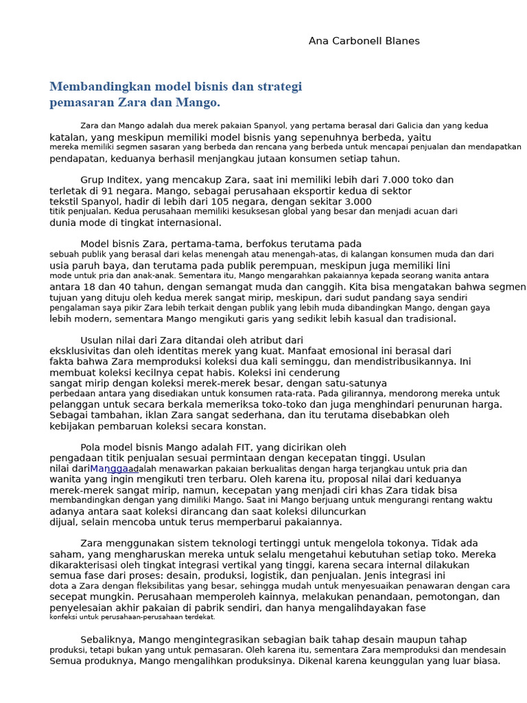 Perbandingan Strategi Zara dan Mango | PDF