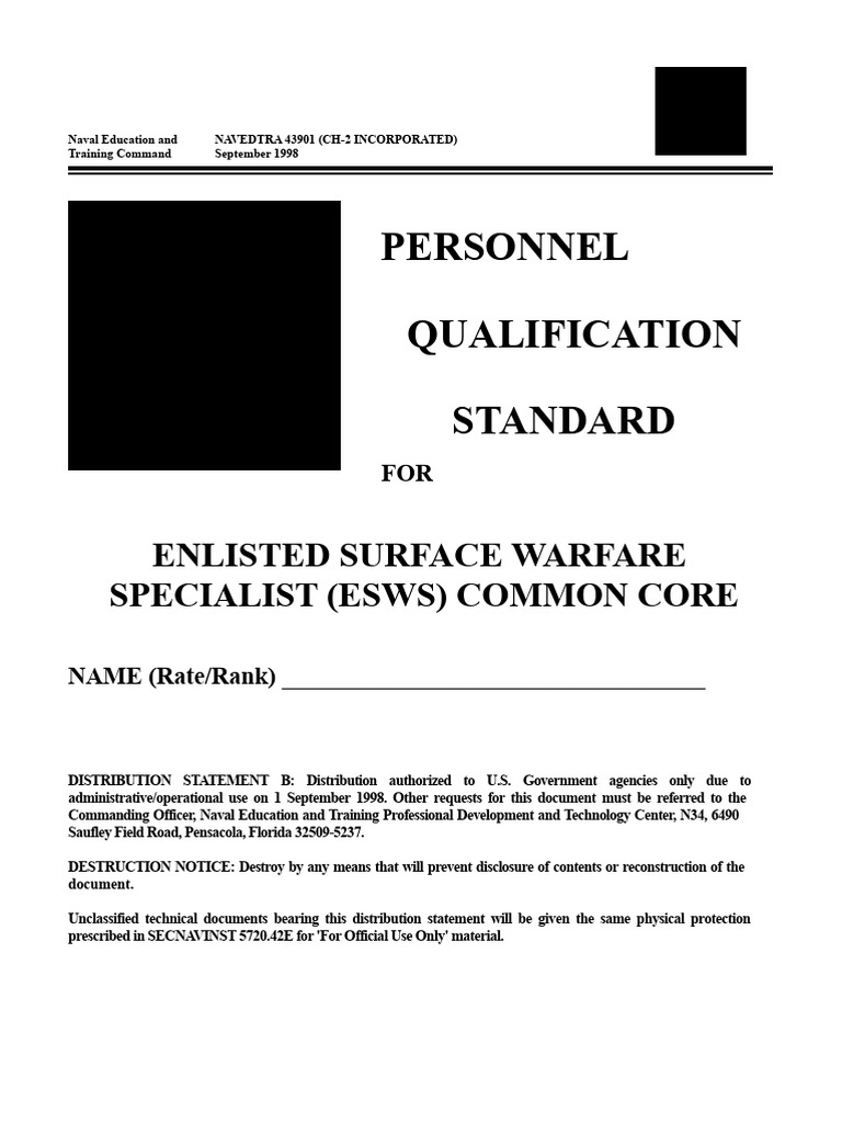 ESWS Qualification Standard Guide | PDF | United States Navy | Navies