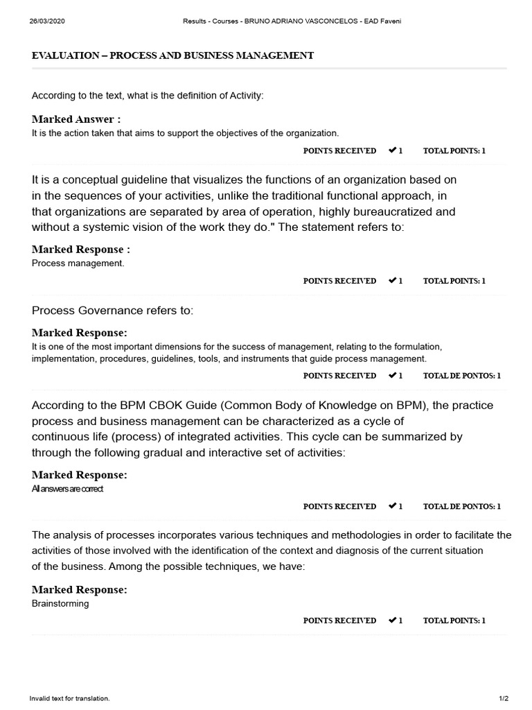 4 - Evaluation - Management-Of-Processes-And-Businesses-1 | PDF ...