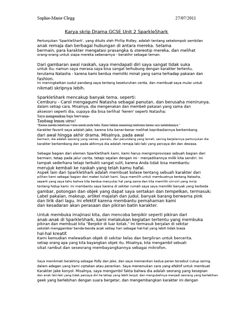 Analisis Drama Remaja SparkleShark | PDF