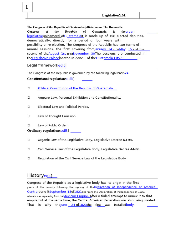 Structure of The Legislative Body | PDF | Presidents Of The United ...