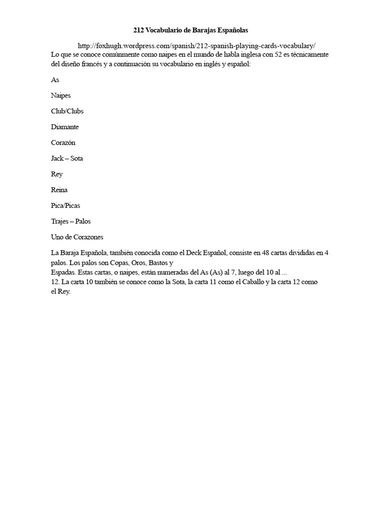 212 Vocabulario de Cartas Españolas | PDF