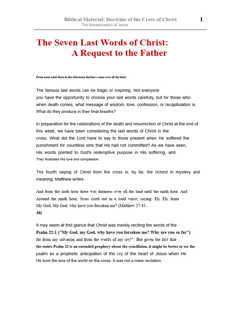 The Last Words of Christ Explained | PDF | Jesus | Sin