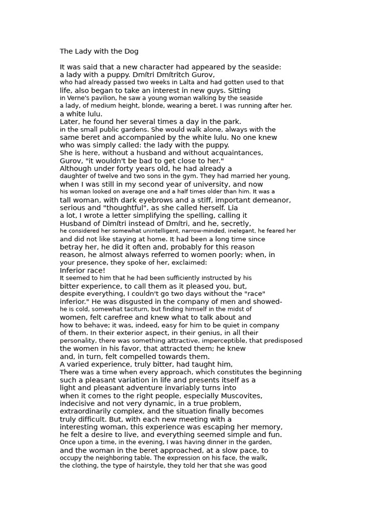 THE LADY WITH THE DOG - Anton Chekhov | PDF