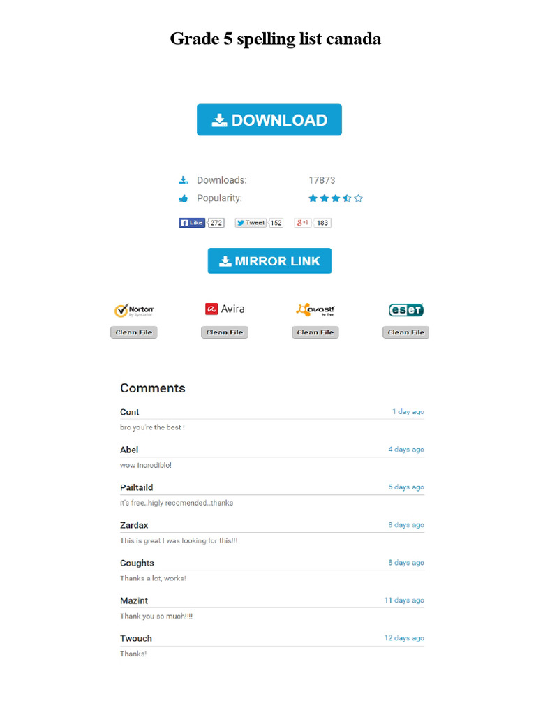 Grade 5 Spelling Words Canada List | PDF | Applied Linguistics | Writing