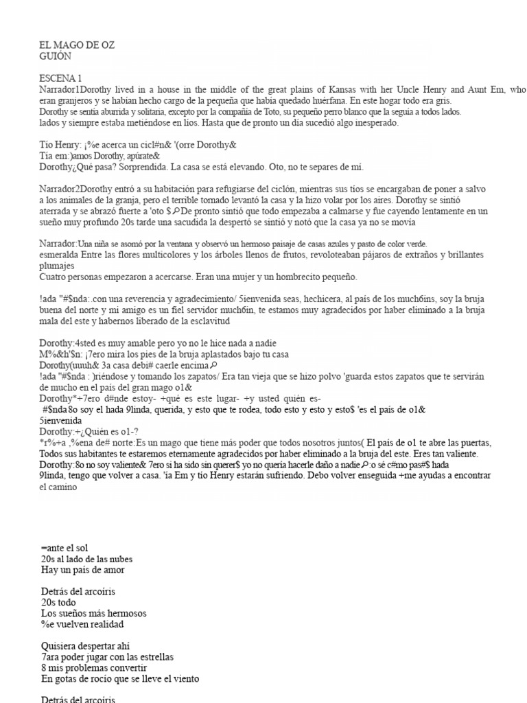 El Mago de Oz Guion | PDF | Dorothy Gale
