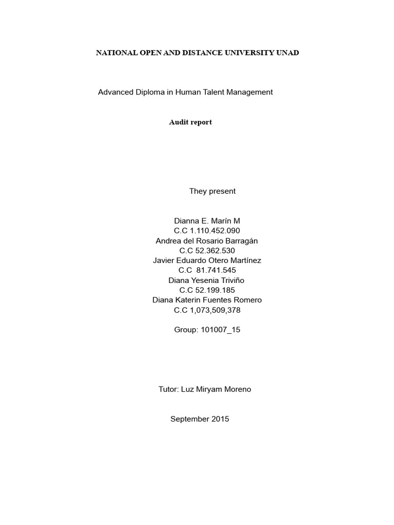 Human Resources Audit Model | PDF | Audit | Goal