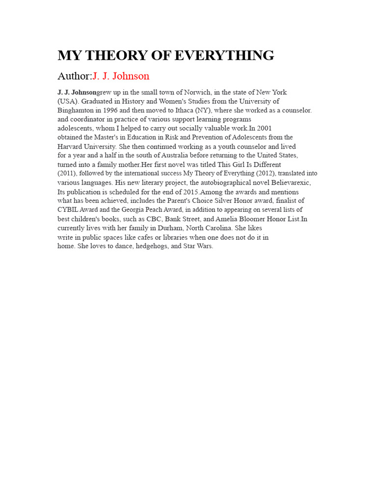 Summary My Theory of Everything | PDF
