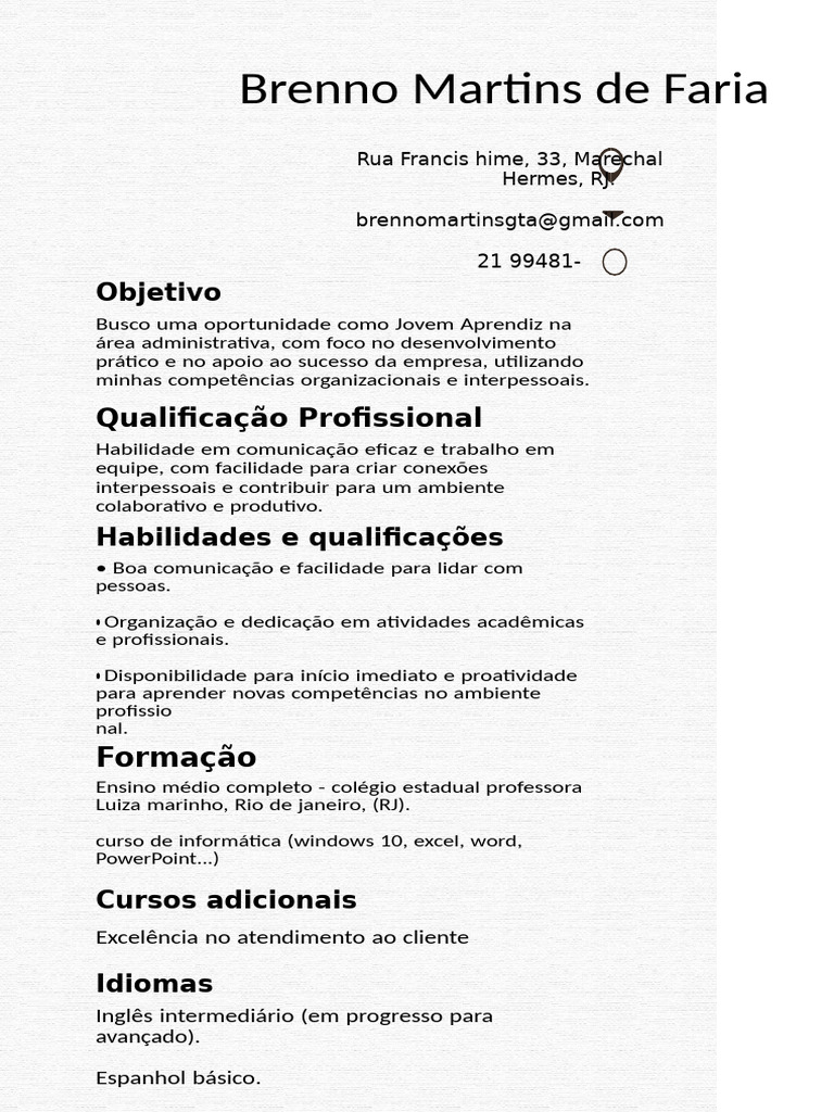 Currículo JV AP Adm Brenno | PDF