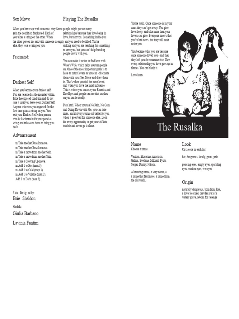 Rusalka Skin Overview for Monsterhearts | PDF