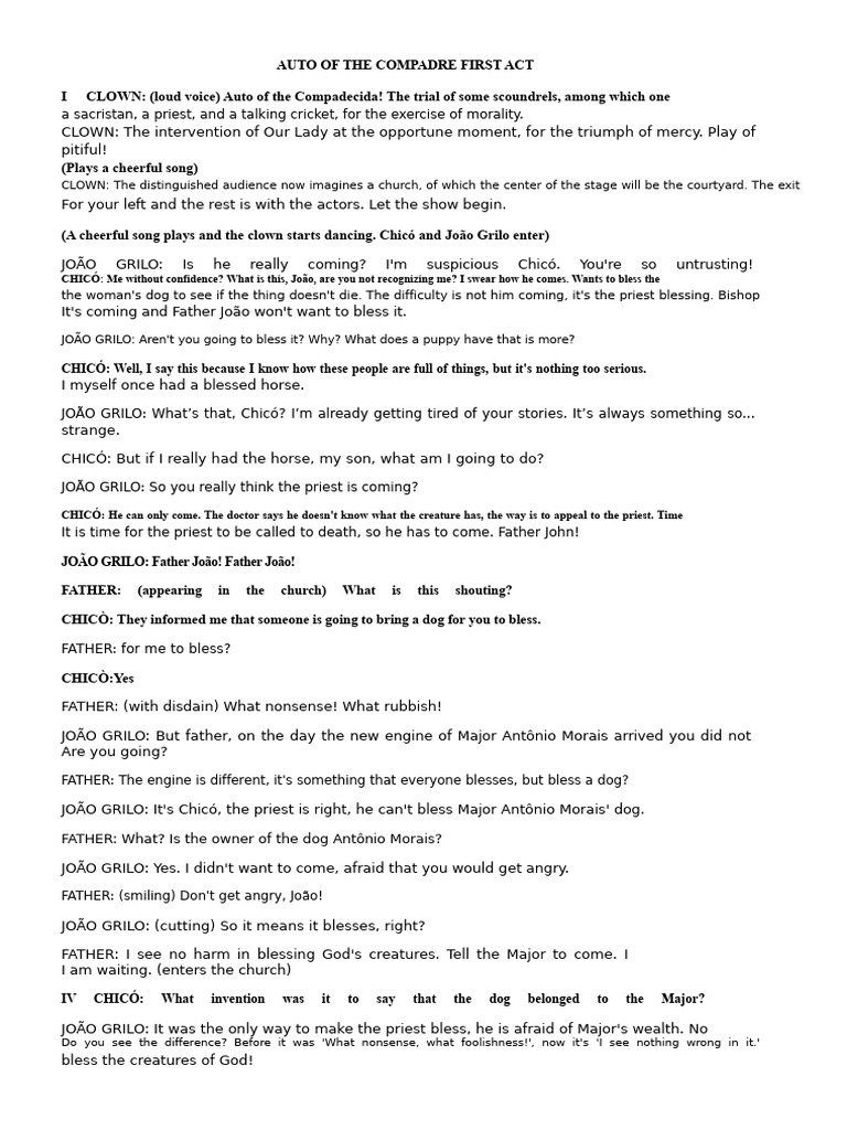Auto of the Compadre: First Act Summary | PDF