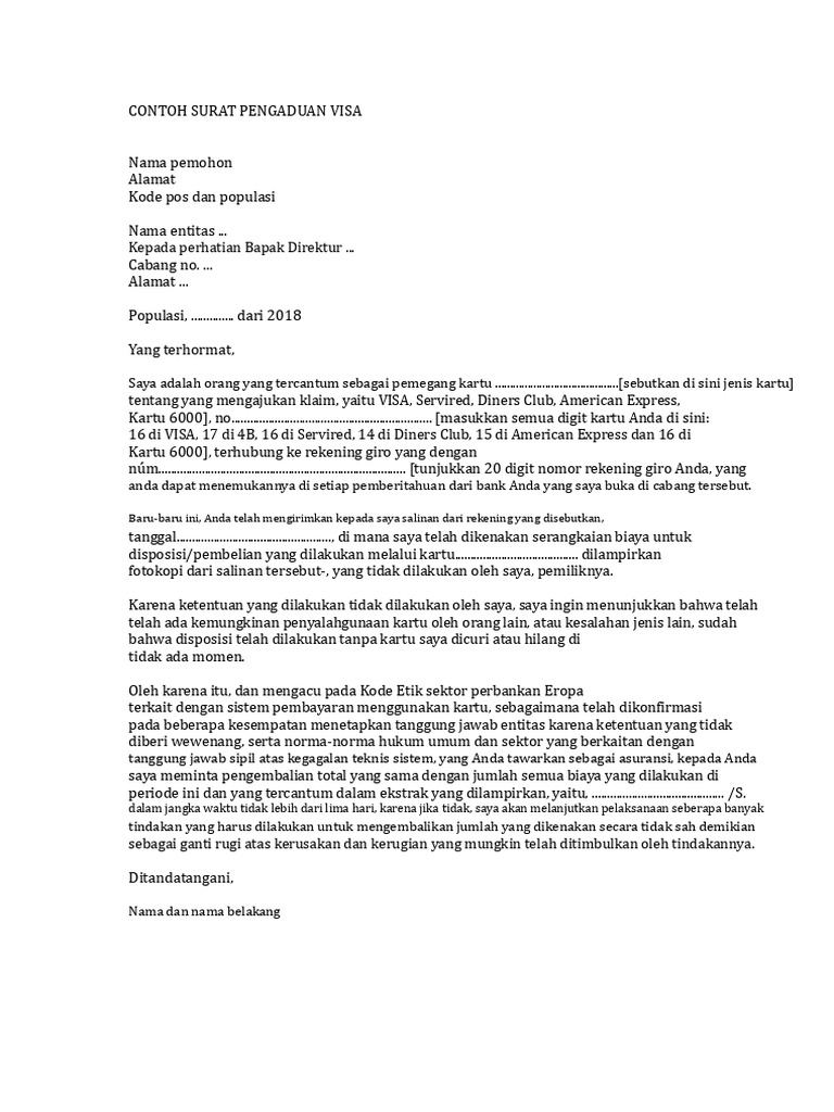Contoh Surat Pengaduan. | PDF