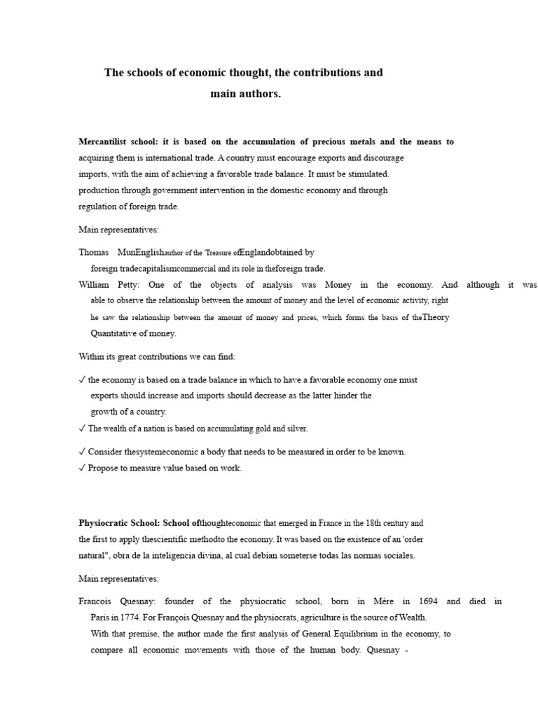 The Schools of Economic Thought | PDF | Economics | Value (Economics)