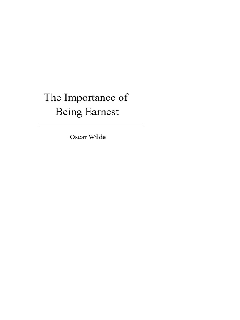 The Importance of Being Earnest Overview | PDF | The Importance Of ...