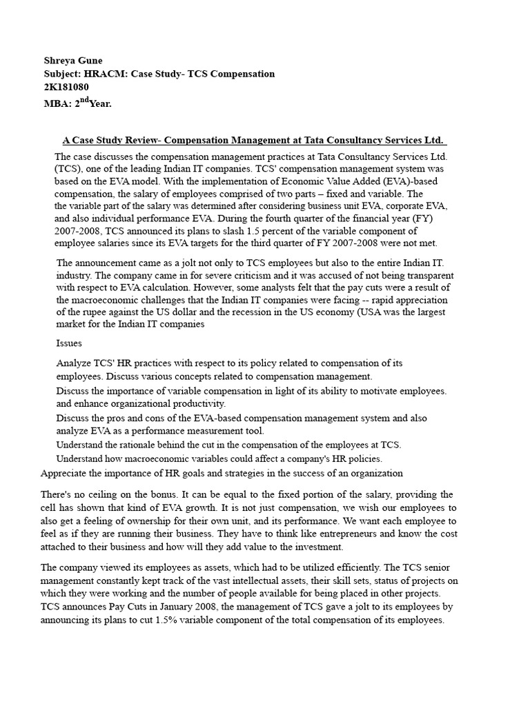 TCS Compensation Management Case Study | PDF | Macroeconomics | Business