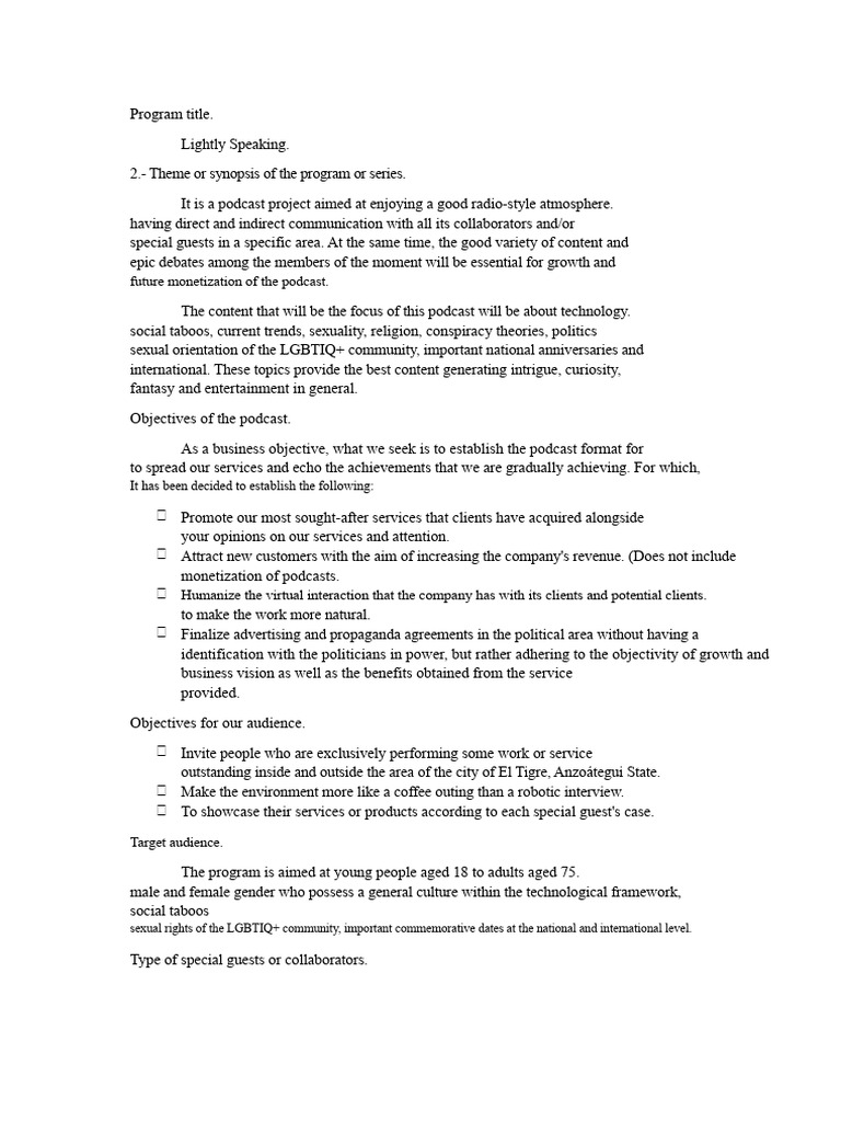 Step by Step Podcast Proposal | PDF | Podcast | Spotify