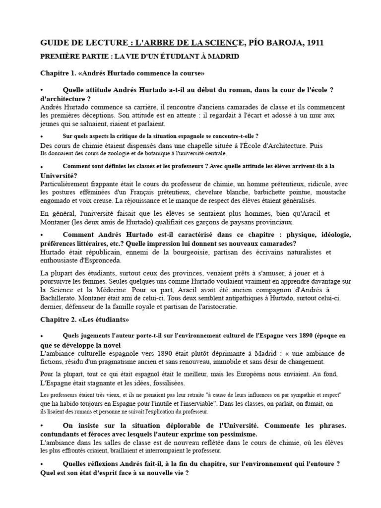 Guide de Lecture L'Arbre de La Science | PDF | Emmanuel Kant | Arthur ...