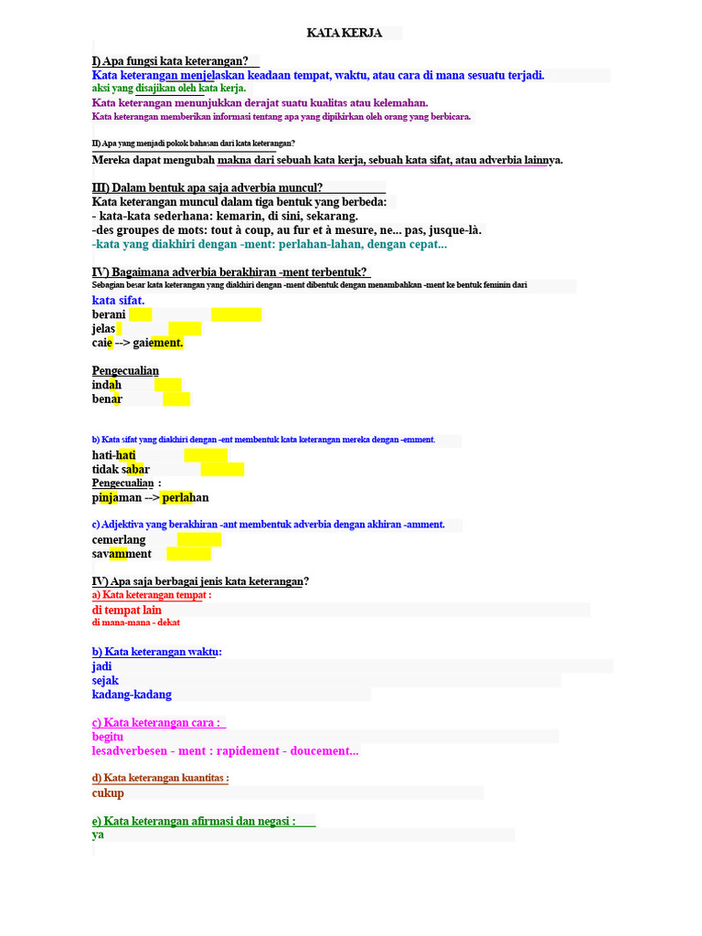 Fungsi dan Jenis Kata Keterangan | PDF