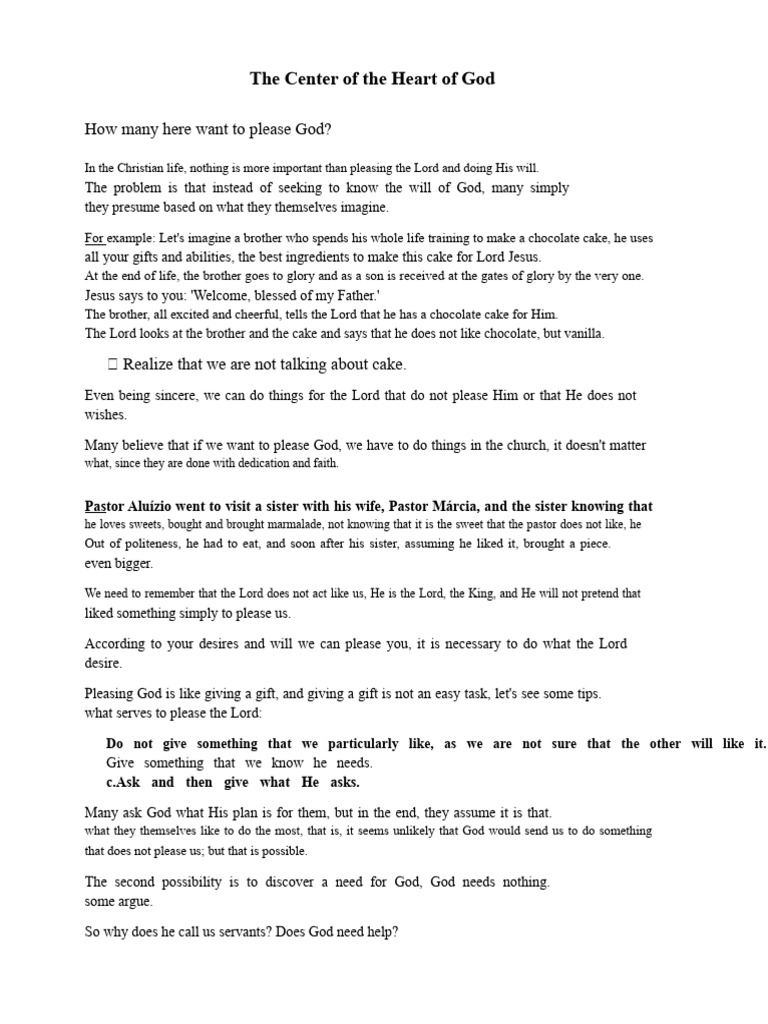 1 - The Center of God's Heart | PDF | Adam | Glory (Religion)