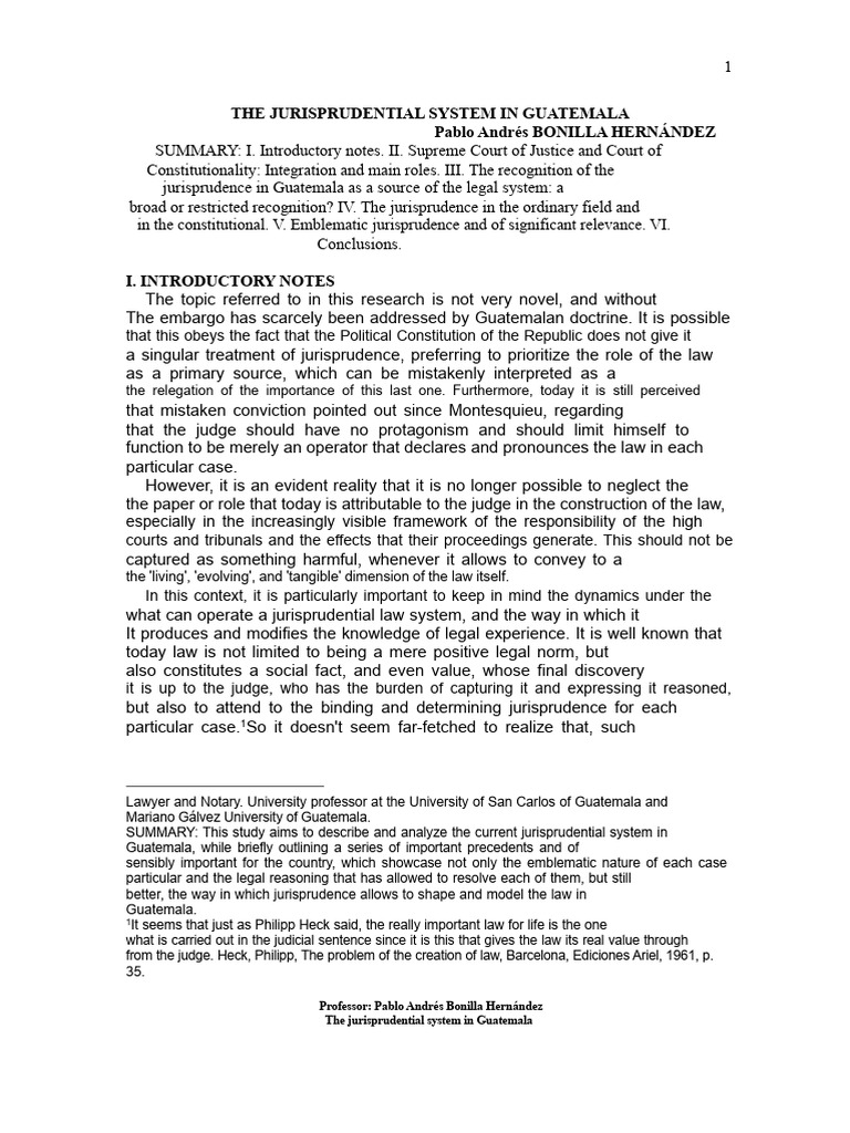 The Jurisprudential System in Guatemala | PDF | Precedent | Supreme Courts