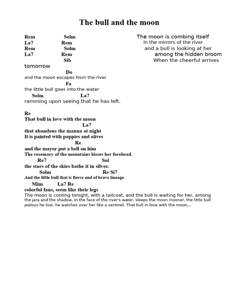 Bull's Love for the Moon Poem | PDF