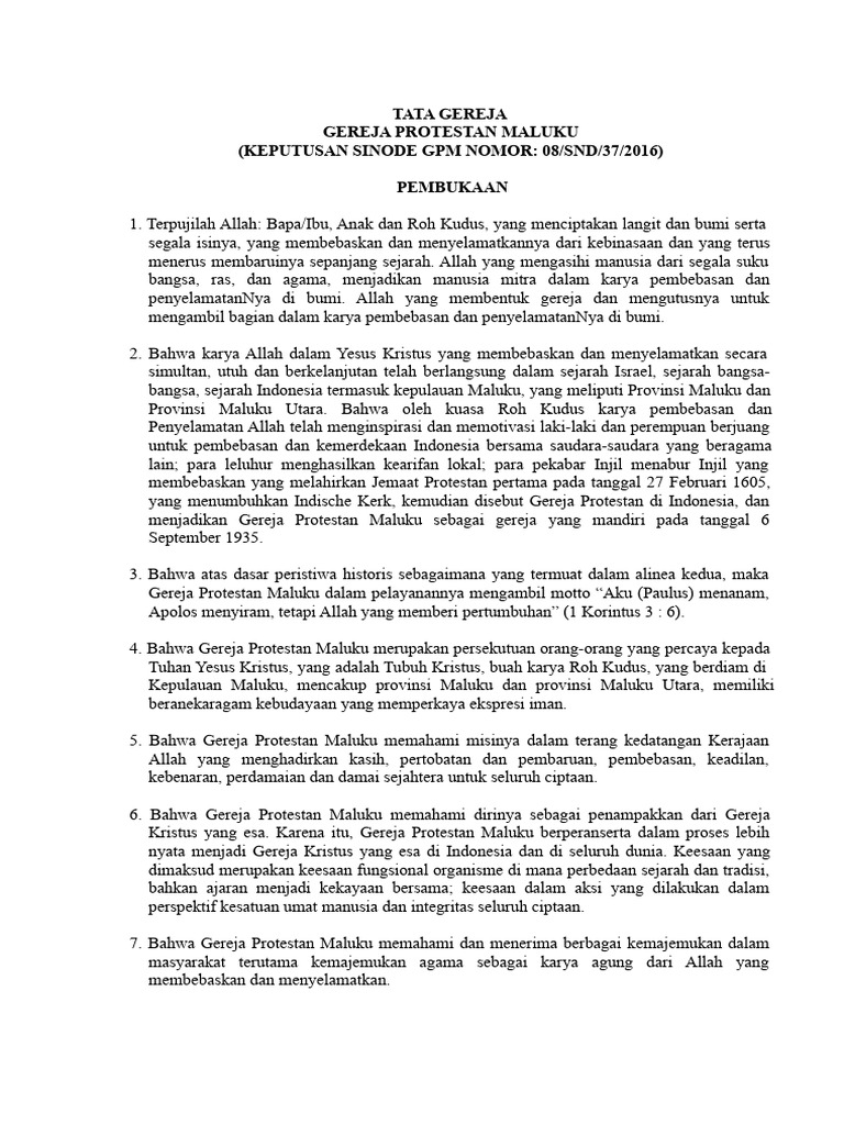 Tata Gereja GPM | PDF