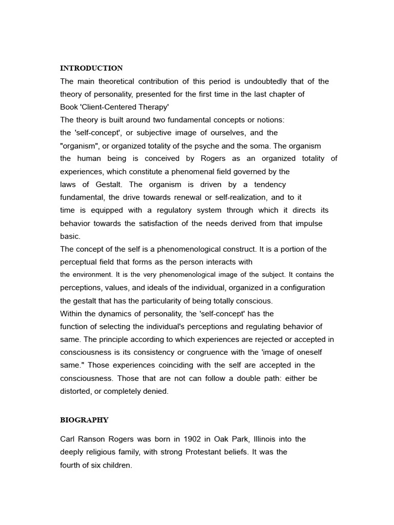 Carl Rogers' Theory of Personality | PDF | Experience | Psychoanalysis