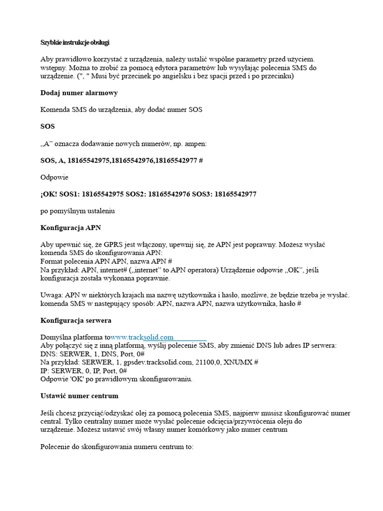 Konfiguracja Concox | PDF